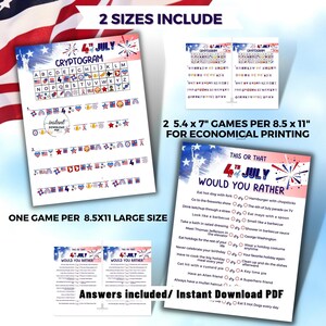 Fourth of July Game Bundle, Printable Fourth of July Games, Activities ...