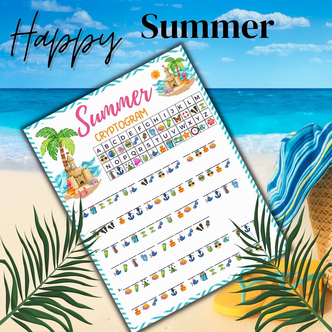 Summer Cryptogram Puzzle: Fun Family Game (PDF Printable) - Etsy