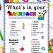 What's in Your Backpack, Printable Back to School Game, School ...