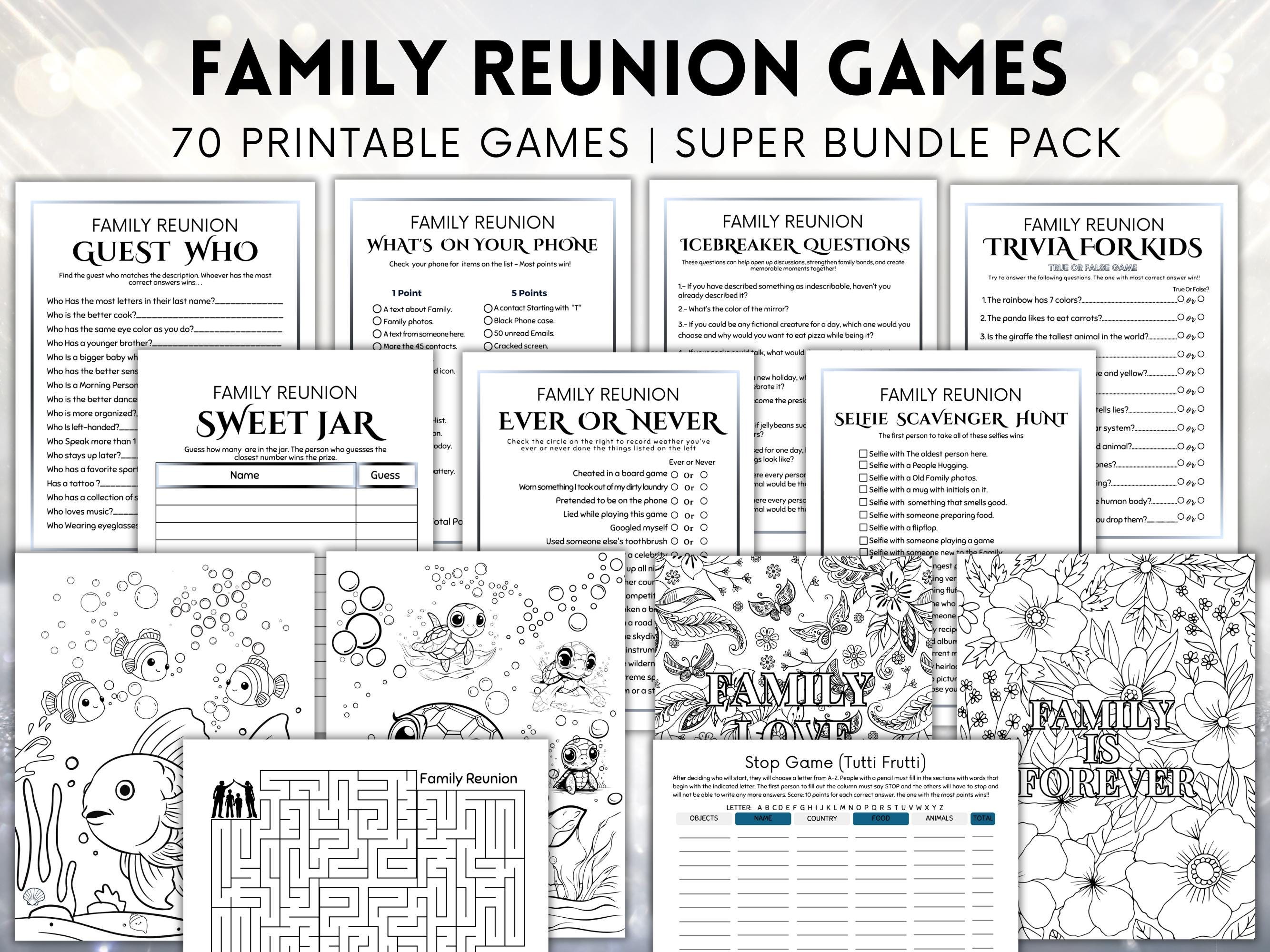 Family Reunion Games Bundle: 70 Fun Activities (PDF) - Etsy