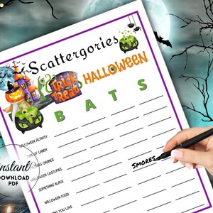 Halloween Scattergories Printable Game, Fun Group Games Ice Breaker ...