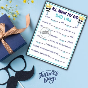 About My Dad: Father's Day Mad Libs Activity Printable for Kids, Dad ...