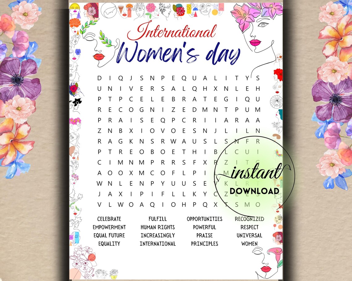 International Women's Day Word Search, Women's History Month School ...