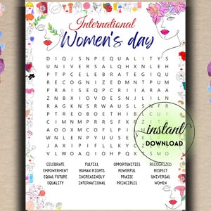International Women's Day Word Search, Women's History Month School ...