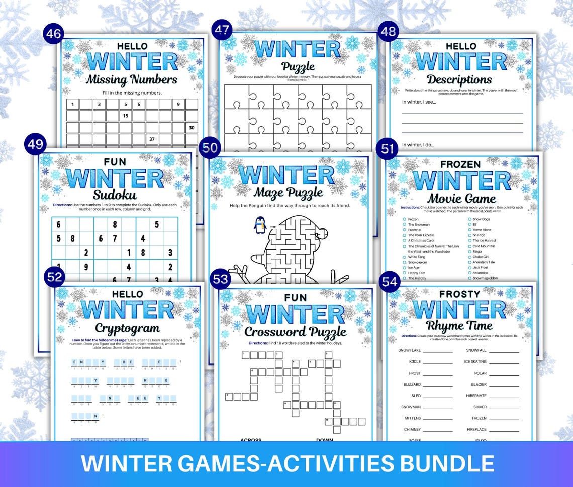 Winter Games Bundle, Winter Party Games, Winter Family Games, Winter ...
