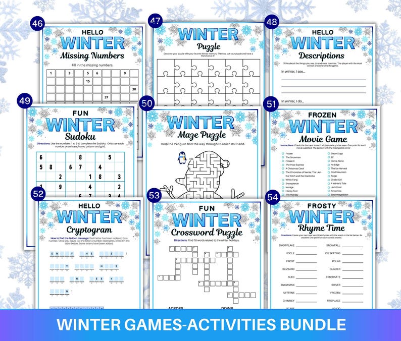 Winter Games Bundle, Winter Party Games, Winter Family Games, Winter ...