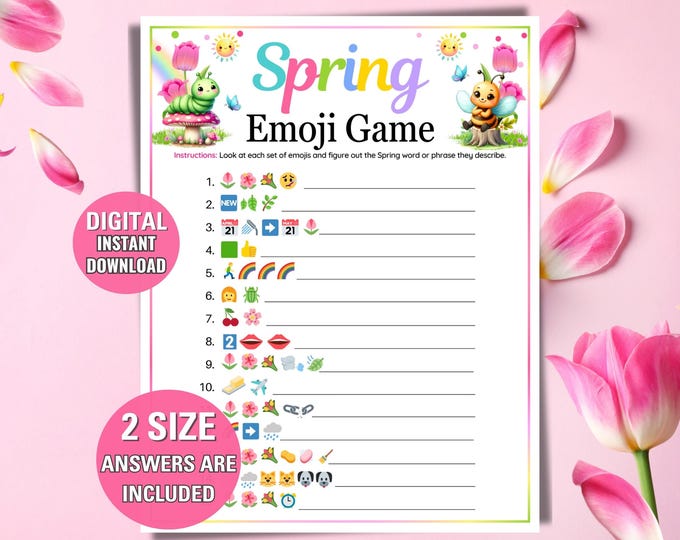 Spring Emoji Pictionary Game: Printable Party Activity (instant ...