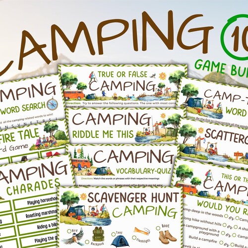 Camping Games 10 Pack Games Camping Activities for Kids & - Etsy