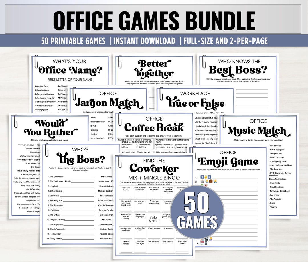 Printable Office Games Bundle: 50 Team Building Activities (PDF ...