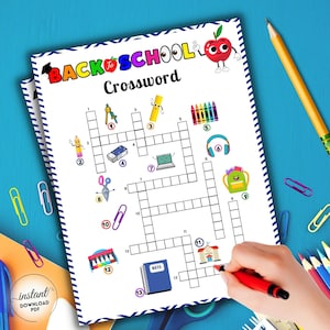 Printable Back to School Game, School Supplies Crossword, School ...