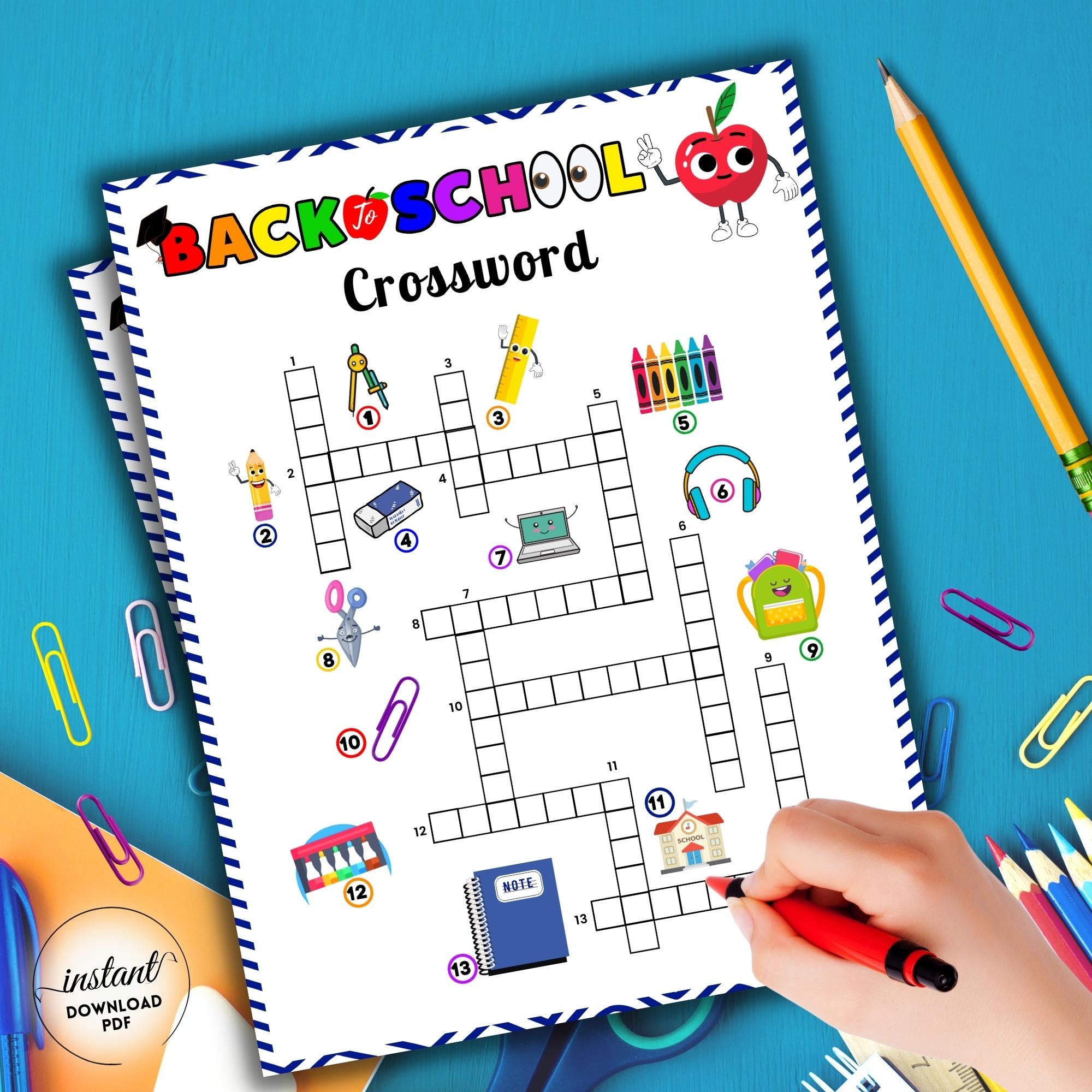 Printable Back to School Game, School Supplies Crossword, School ...