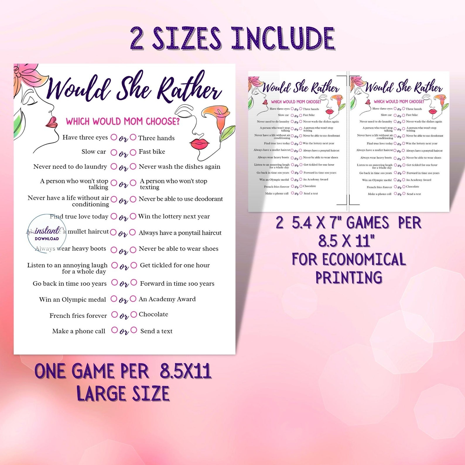 Mother's Day Would She Rather Games | Would Mommy Rather | Mother's Day ...