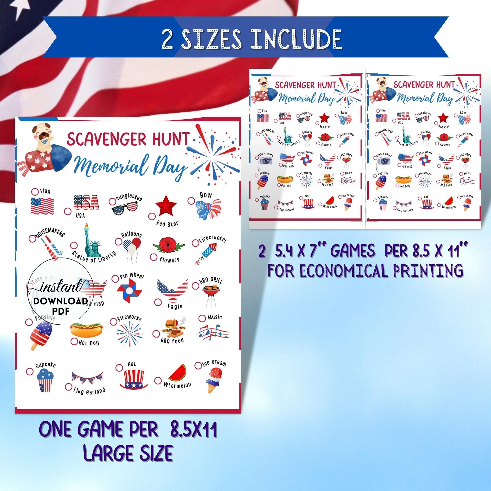 Memorial Day Scavenger Hunt: Family Nature Activity (printable PDF) - Etsy