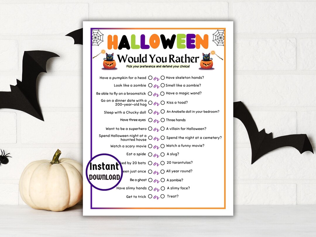 Halloween "would You Rather" Icebreaker Game, Debate Party Game, Would ...
