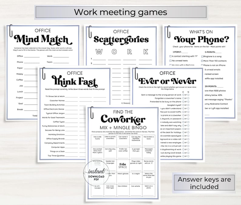 Printable Office Games Bundle: 50 Team Building Activities (PDF ...