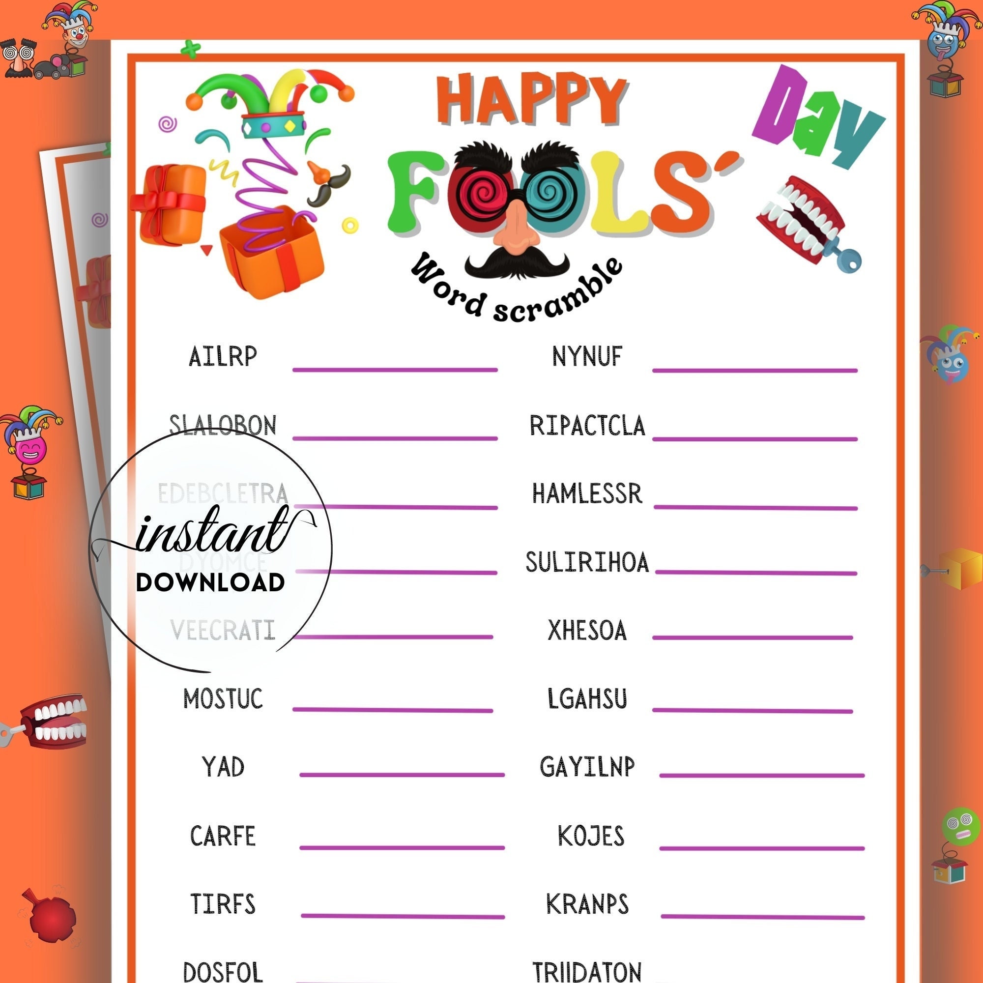 Word Scramble Game, Happy Fools Day Word Scramble Game, April Fools Day ...