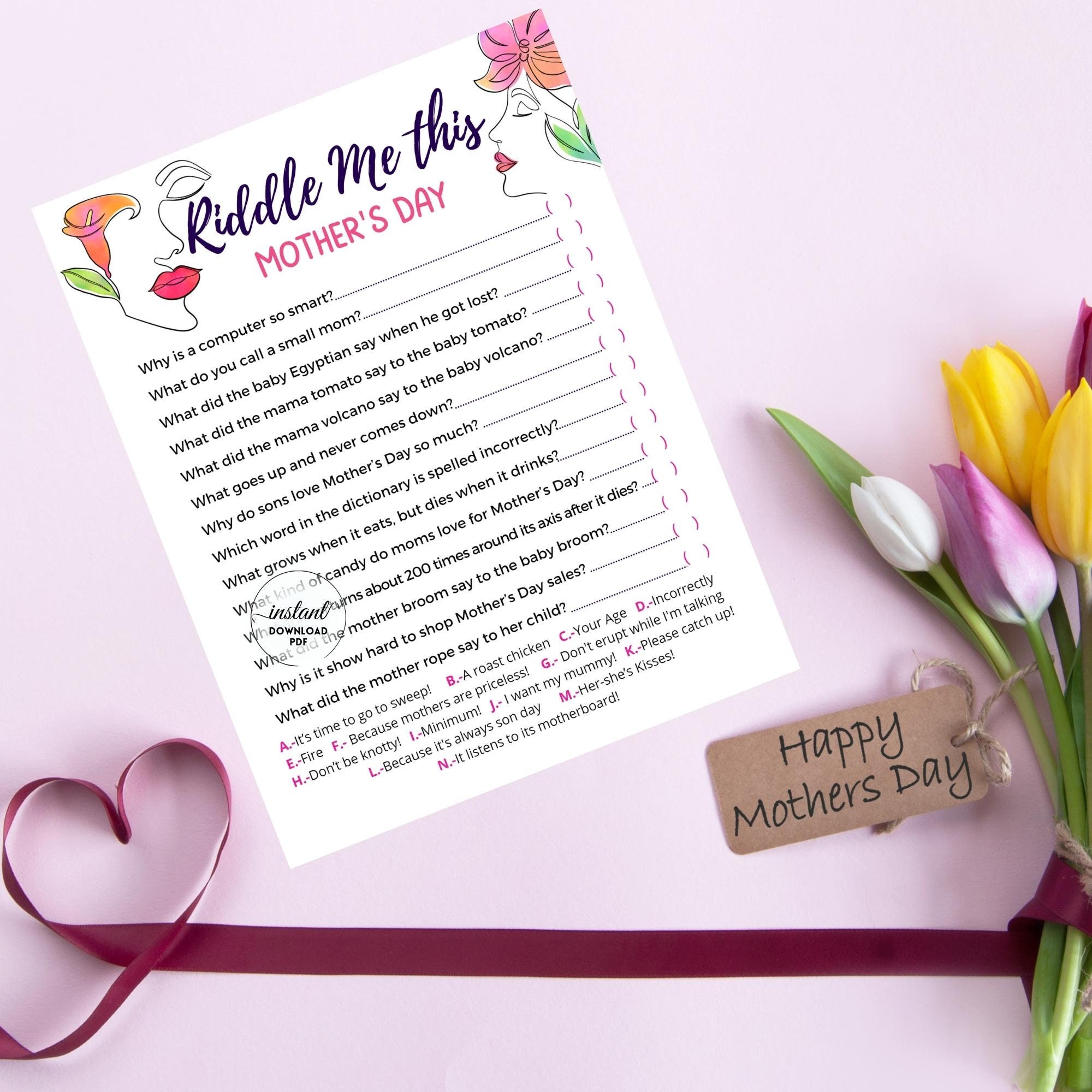 Mother's Day Riddles Game | Printable Mothers Day Games | Funny Mothers ...