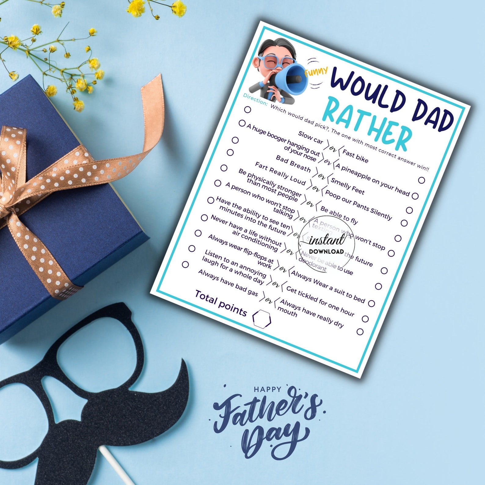 Father's Day Would He Rather, Game, Dad Games for Kids and Adults ...