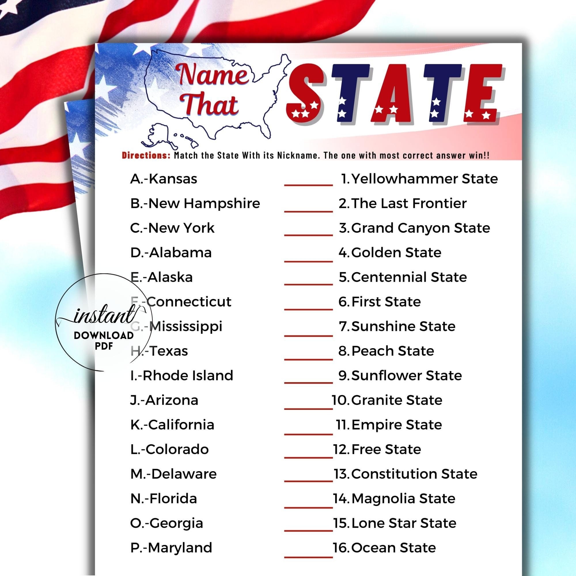 Usa States Guessing Game