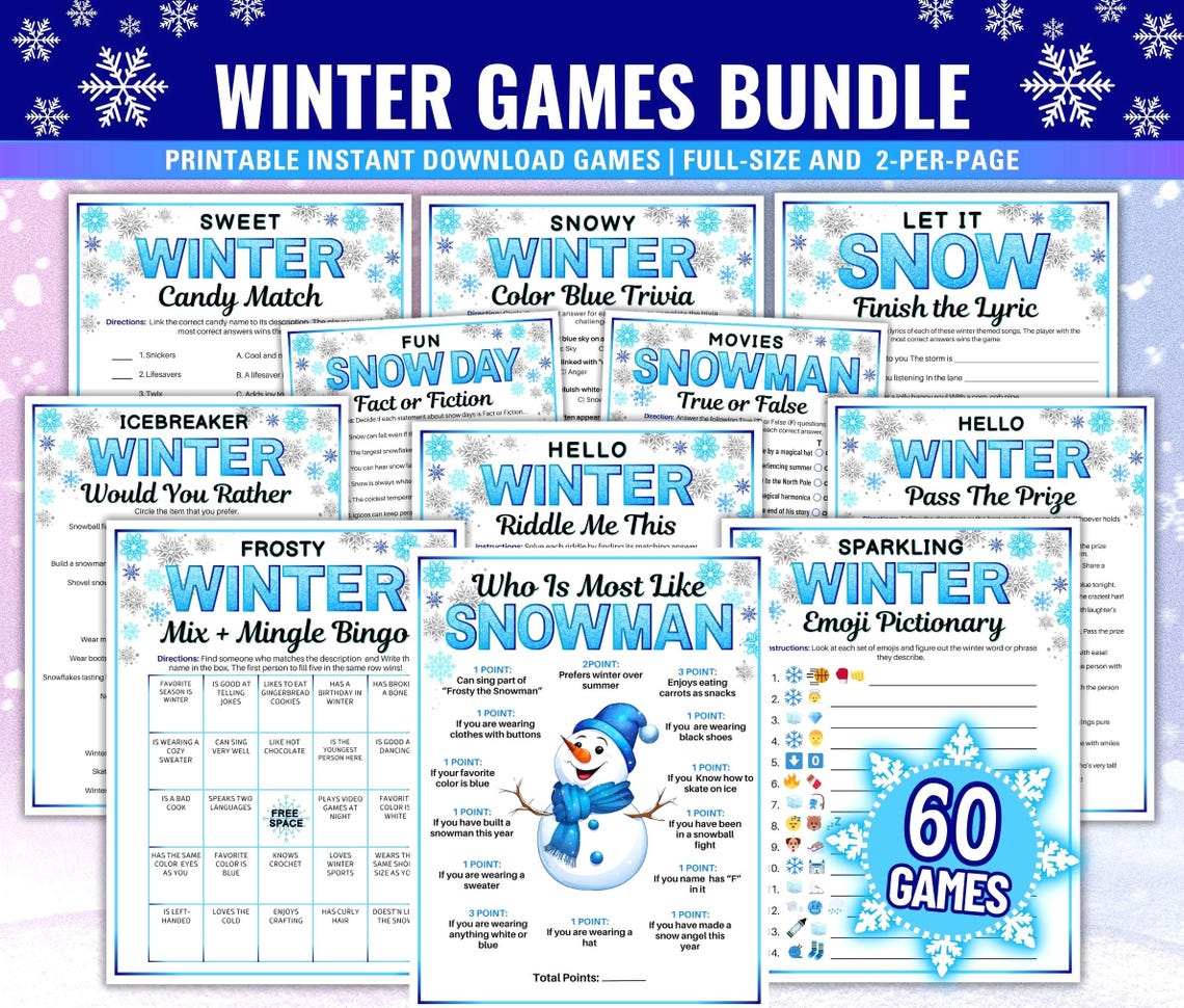 Winter Games Bundle, Winter Party Games, Winter Family Games, Winter ...