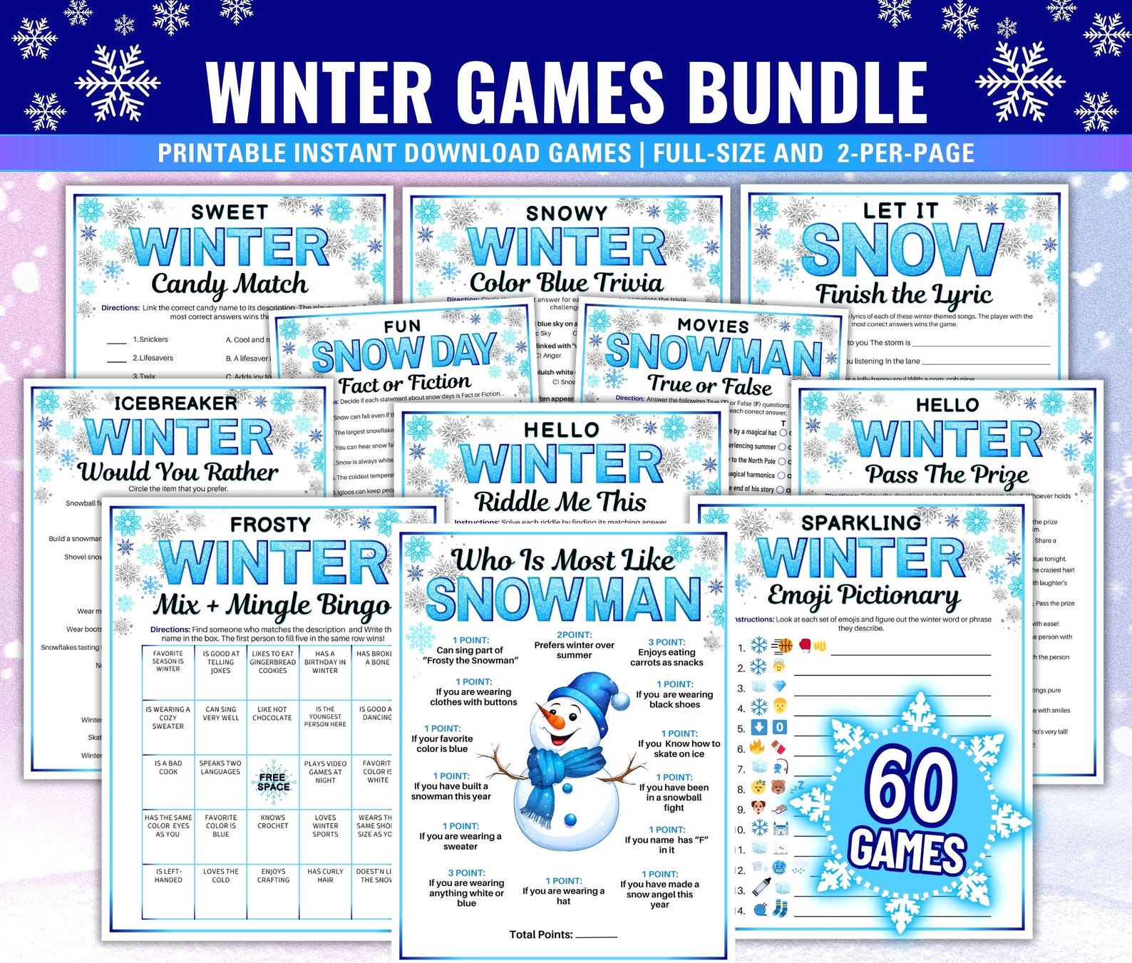 Winter Games Bundle, Winter Party Games, Winter Family Games, Winter ...