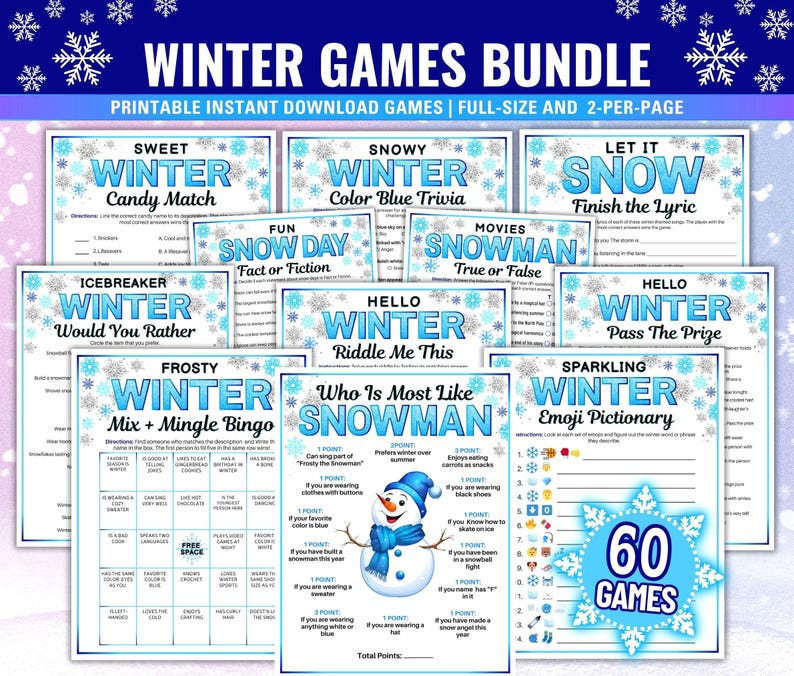 Winter Games Bundle, Winter Party Games, Winter Family Games, Winter ...