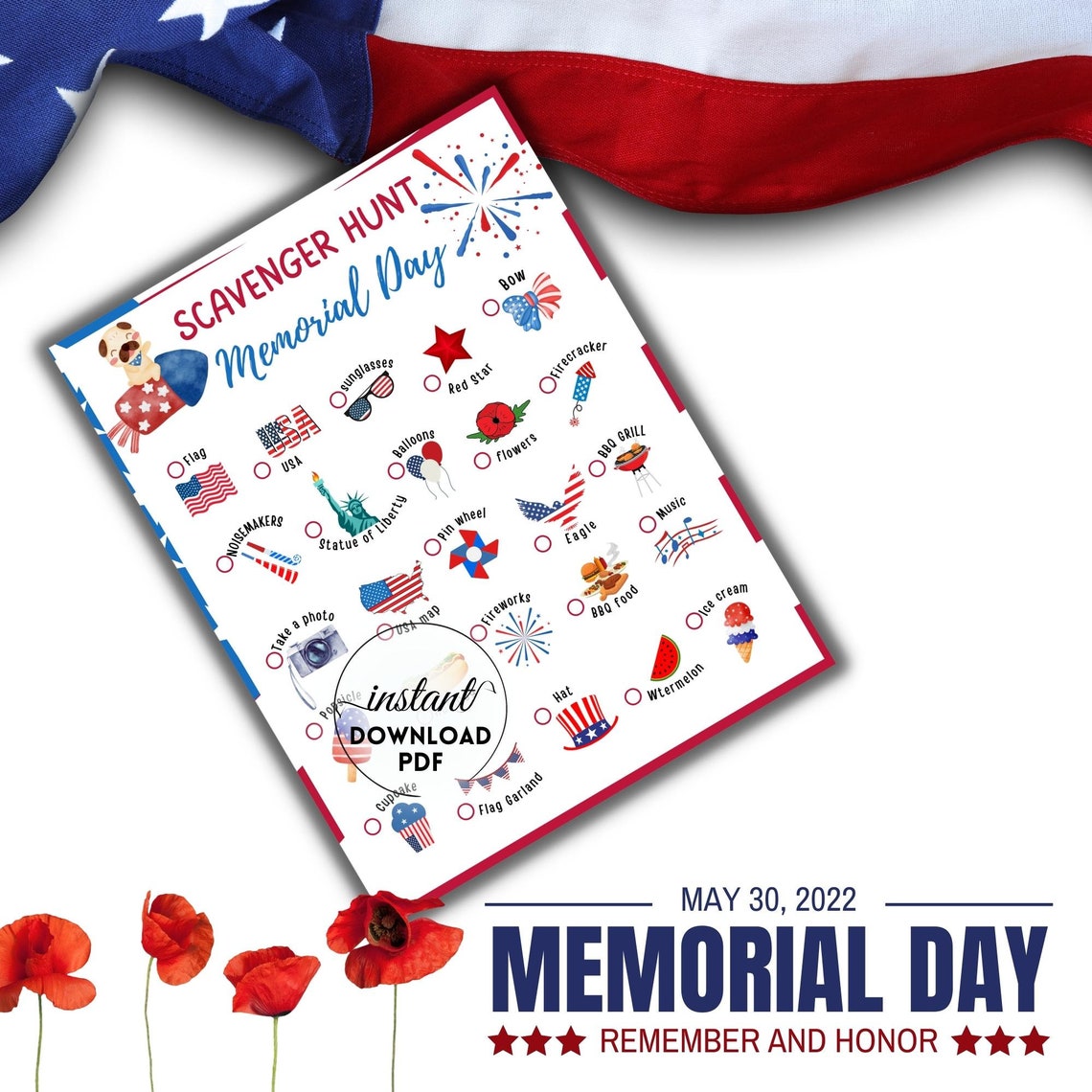 Memorial Day Scavenger Hunt: Family Nature Activity (printable PDF) - Etsy