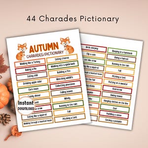 Autumn Charades & Pictionary Game: Family Fun (PDF Download) - Etsy