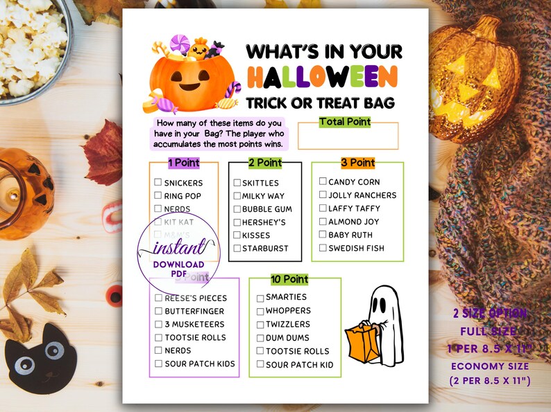 Halloween Trick or Treat Bag Game, Halloween Grab Candy Game, Halloween ...
