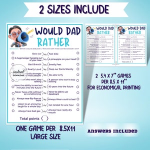 Father's Day Would He Rather, Game, Dad Games for Kids and Adults ...