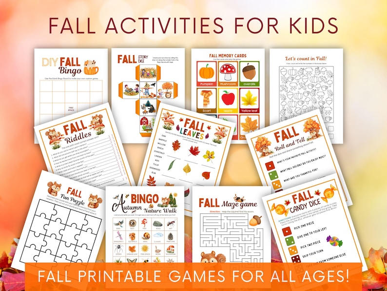 Fall Games Bundle: 40 Autumn Activities for Kids & Adults (PDF) - Etsy