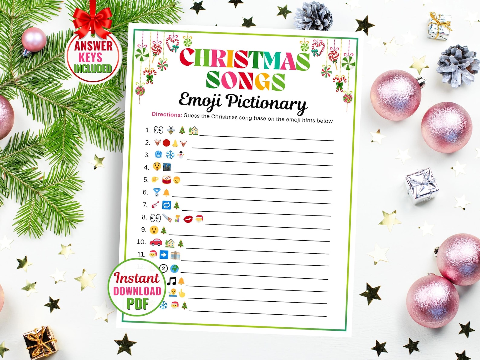 Christmas Emoji Song Pictionary, Christmas Emoji Song Guessing Game ...