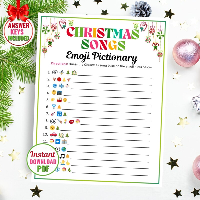 Christmas Song Emoji Game - Etsy