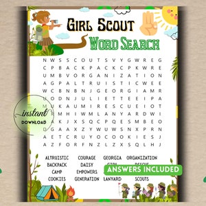 Girl Scout Word Search Game Word Search Scout Word Search | Etsy