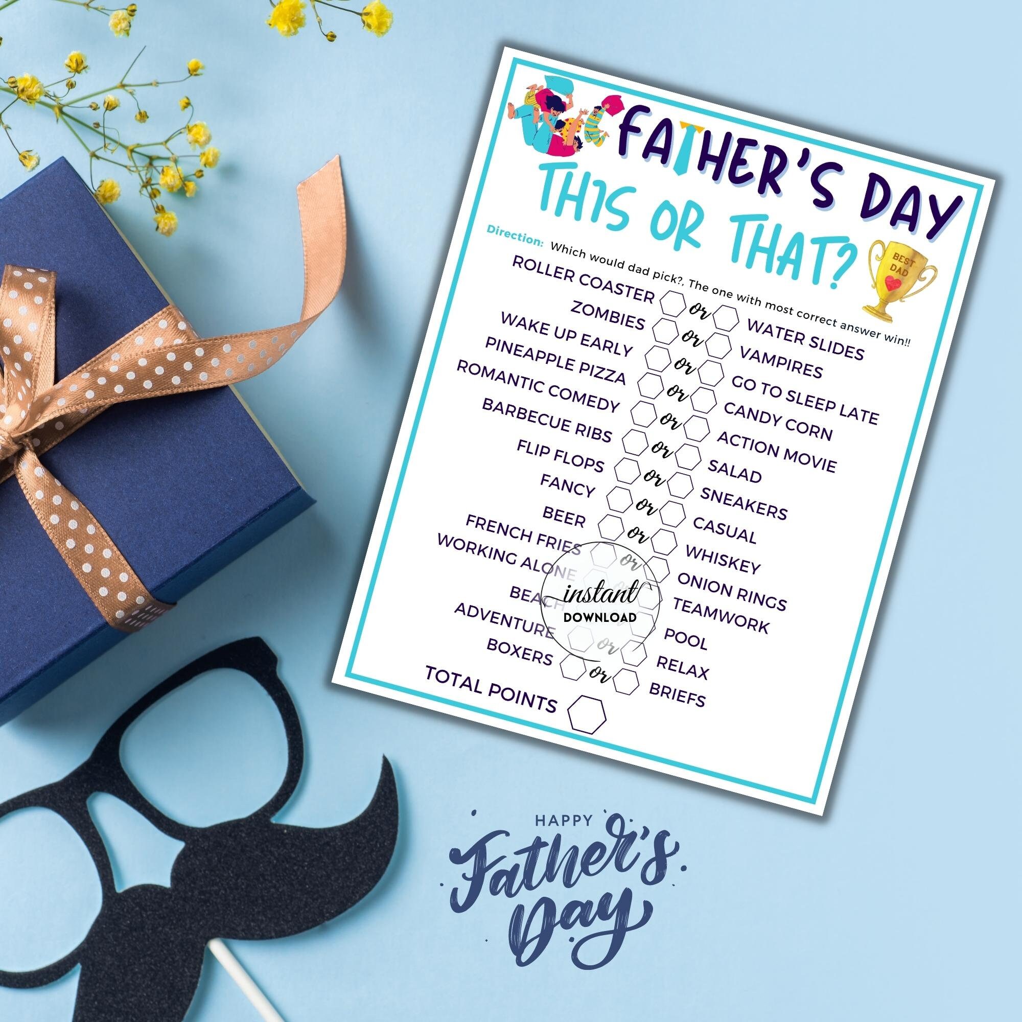 Father's Day This or That, Printable Father's Day Game for Kids ...