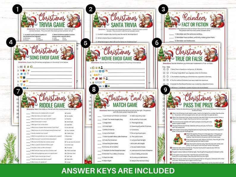 60 Christmas Games Bundle, Printable Holiday Family Fun (digital ...