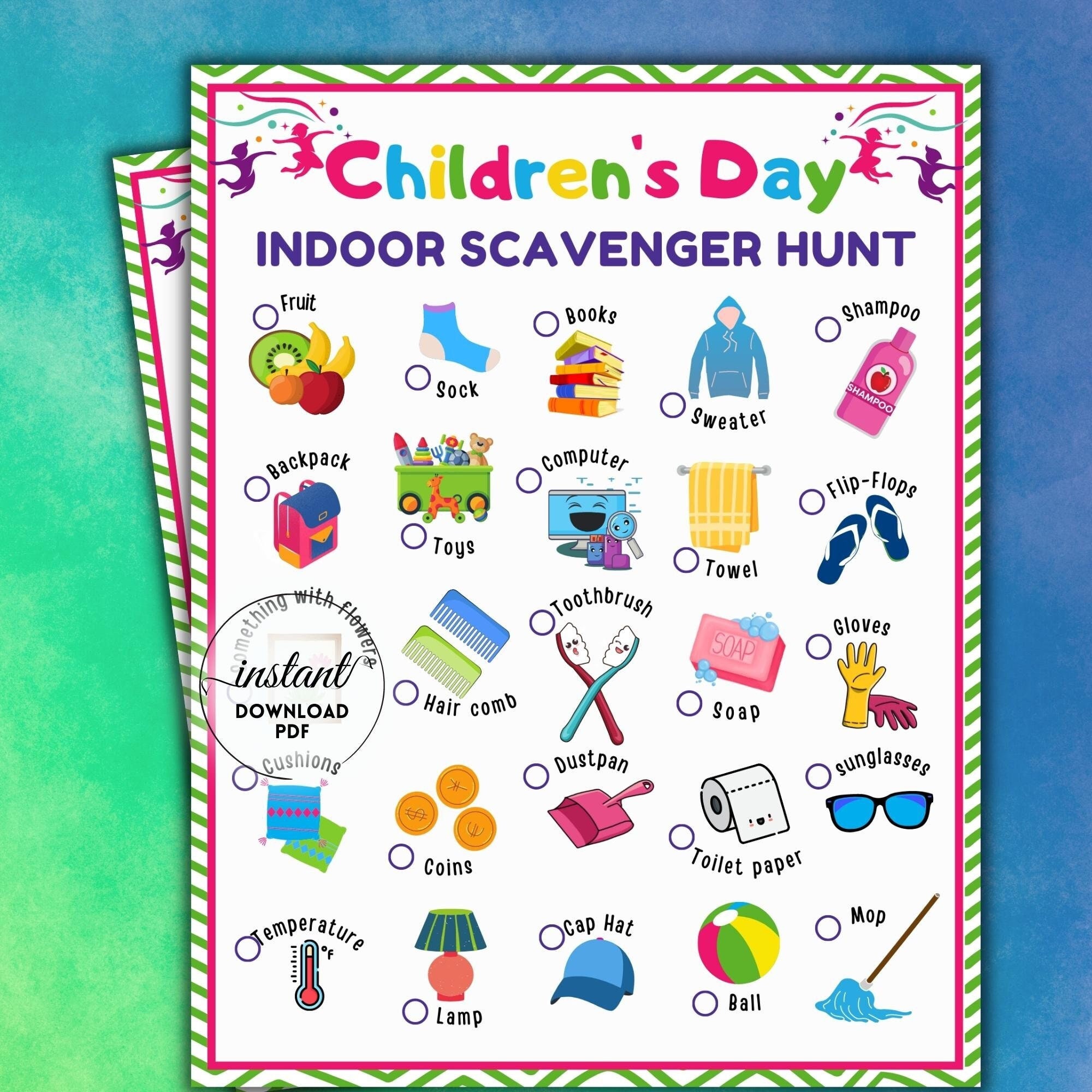 Children's Day Scavenger Hunt, Indoor Games, Scavenger Hunt for Kids ...