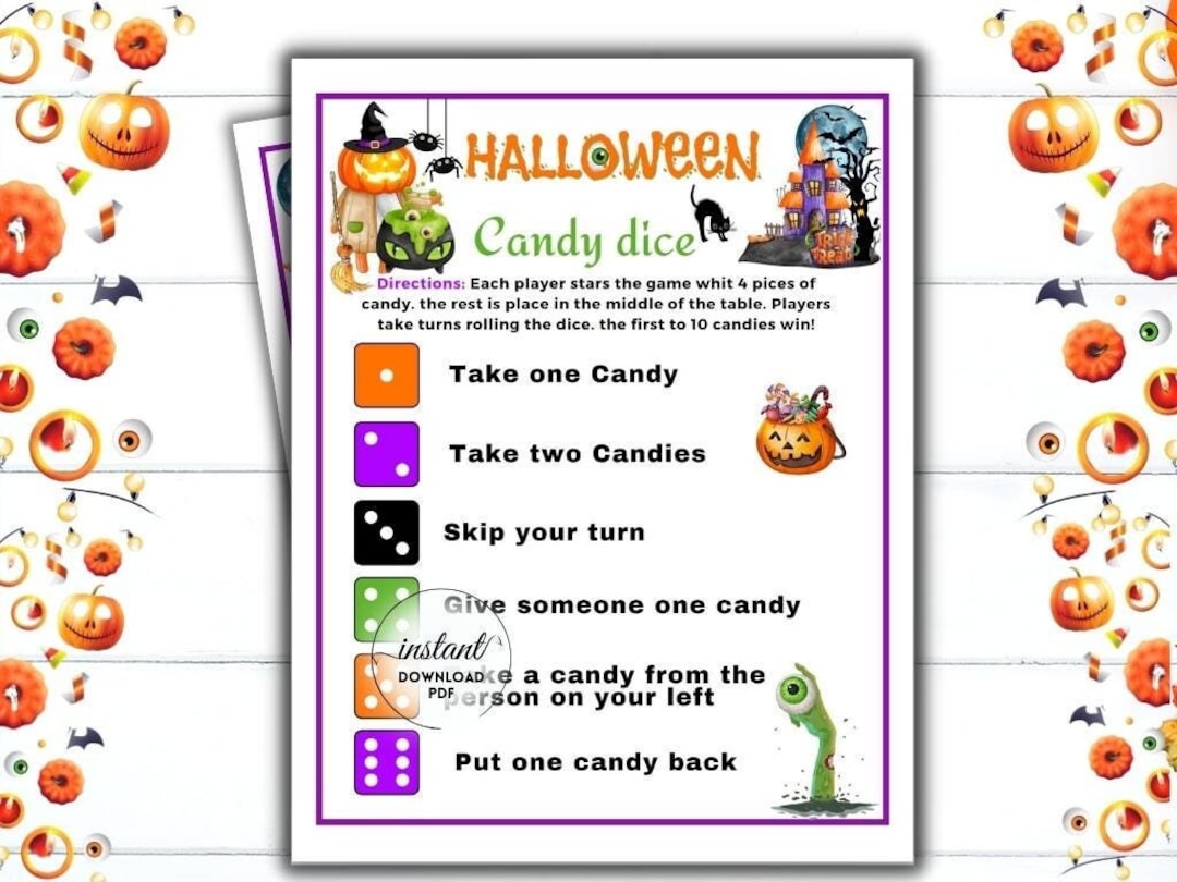 Halloween Candy Dice Games, Halloween Party Game, Halloween Games for ...