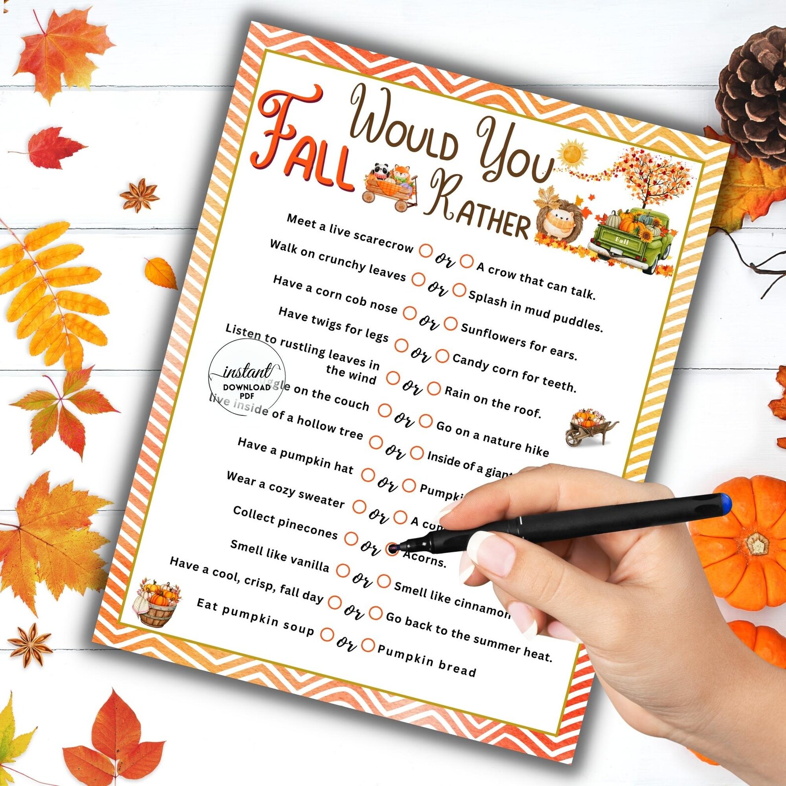 Fall Would You Rather, Autumn Printable Game, Fall Party Game, Fun Fall ...