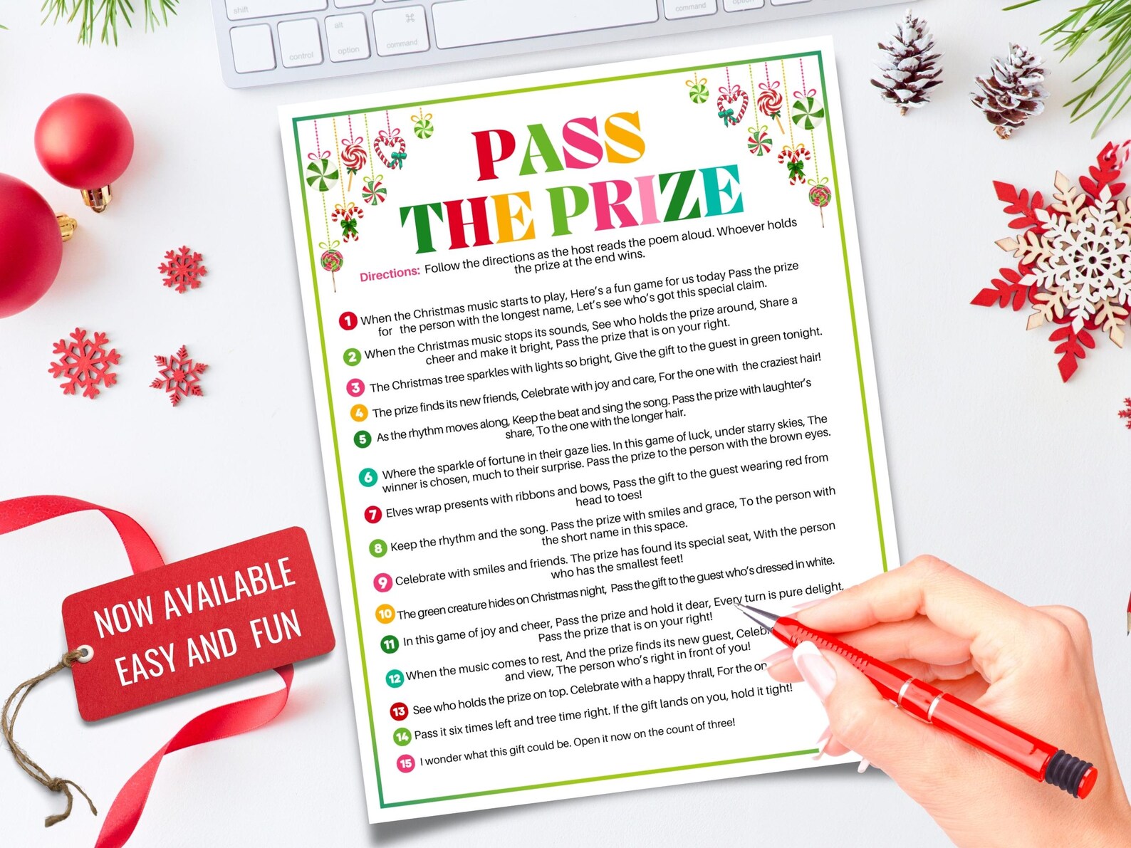 Pass the Prize Christmas Game: Festive Holiday Party (PDF) - Etsy