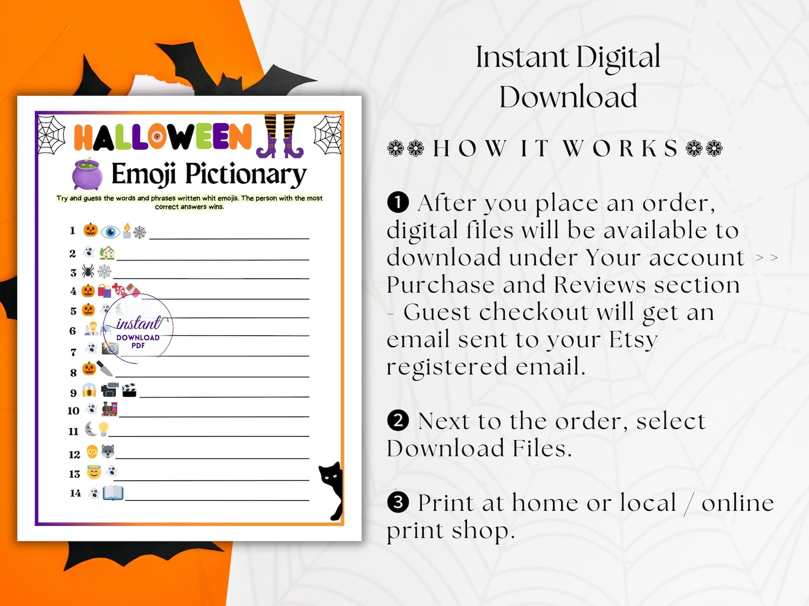 Halloween Emoji Pictionary Printable Game, Halloween Party Games ...