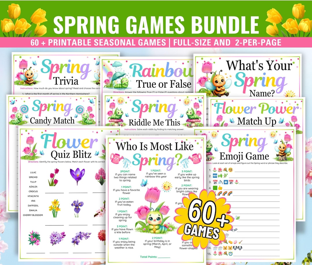 Spring Games Bundle, Spring Party Games, Spring Family Games, Office ...