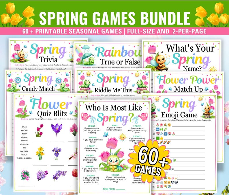 Spring Games Bundle, Spring Party Games, Spring Family Games, Office ...