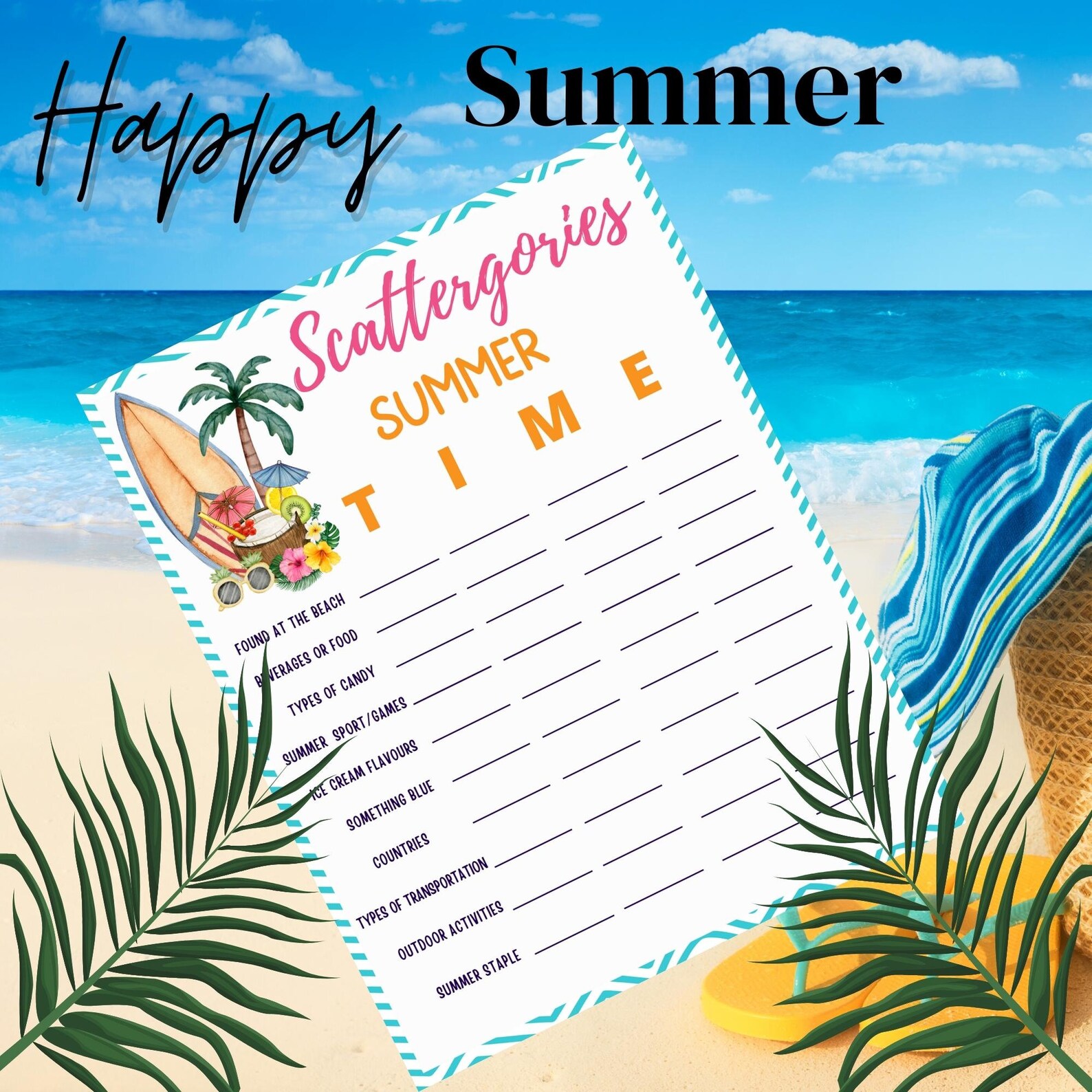Summer Scattergories, Summertime Games, Scattergories for Kids & Adults ...