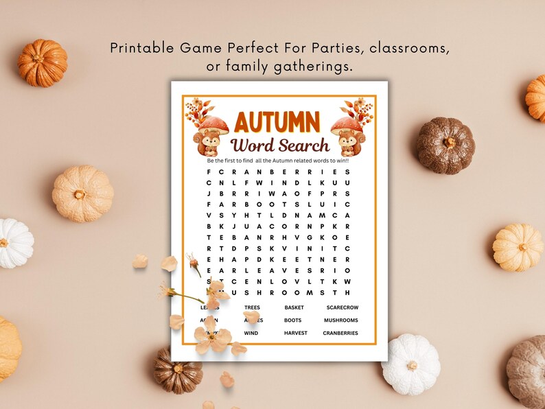 Autumn Word Search,autumn Games, Fall Activities for Kids & Adults ...
