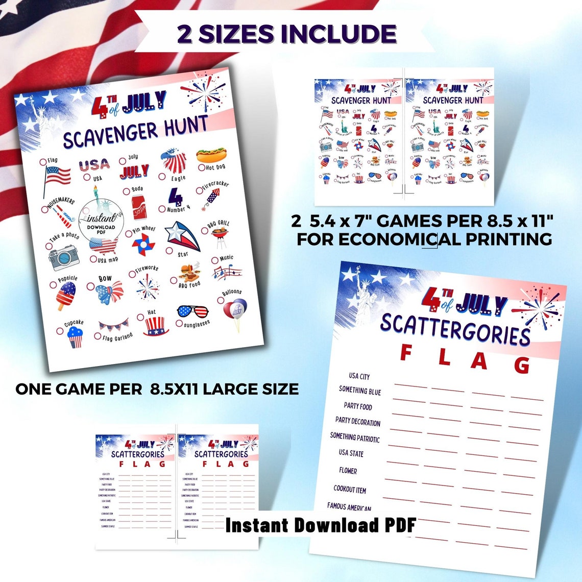 Fourth of July Game Bundle, Printable Fourth of July Games, Activities ...