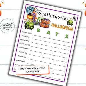 Halloween Scattergories Printable Game, Fun Group Games Ice Breaker ...