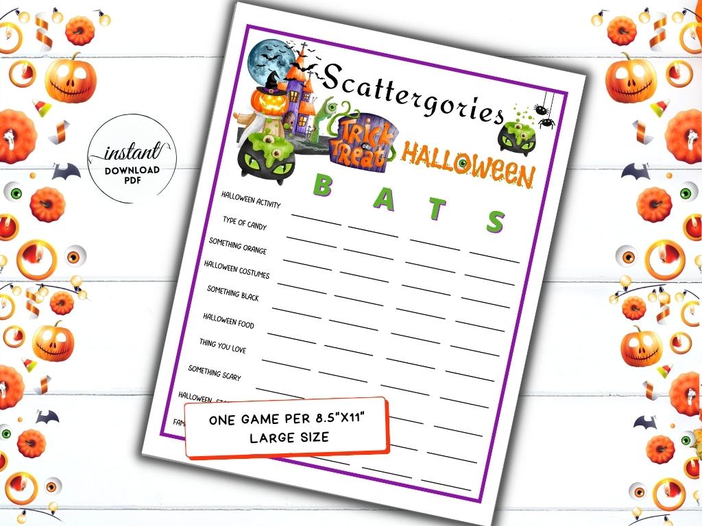 Halloween Scattergories Printable Game, Fun Group Games Ice Breaker ...