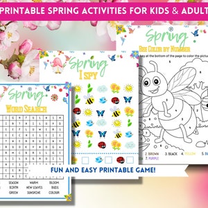 8 Spring Printable Game Bundle, Learning Pack, Fun Spring Party Game ...