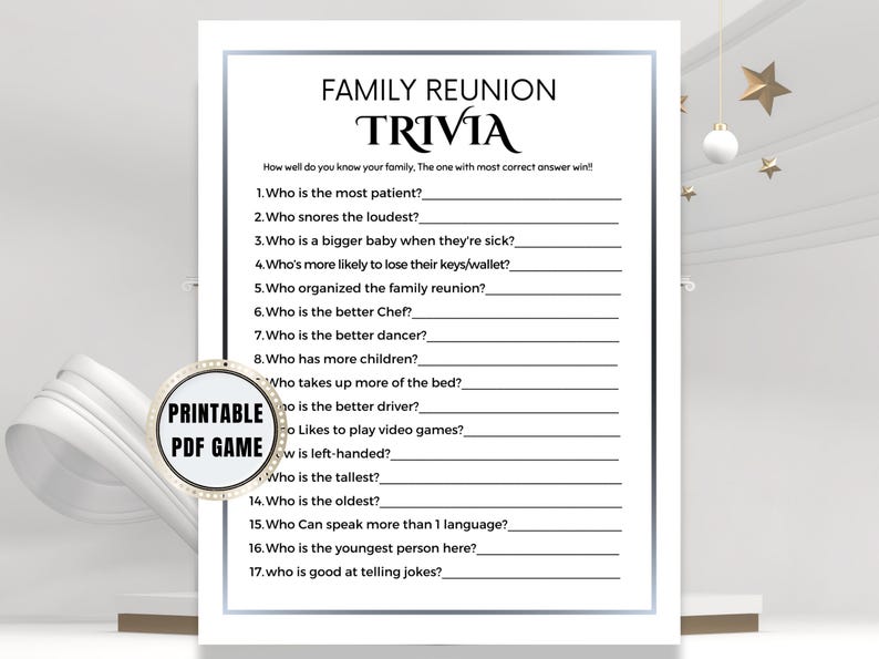 Family Reunion Trivia Game: Fun Family Quiz (PDF) - Etsy